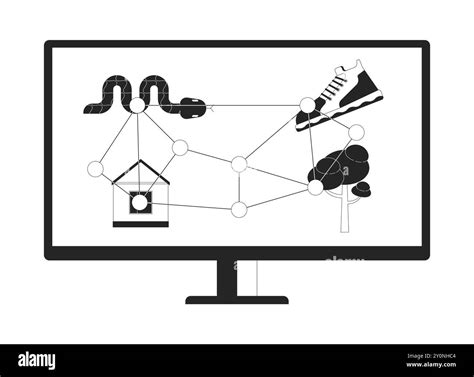 Computer Screen Based Eye Tracking Black And White Flat Line Illustration Stock Vector Image