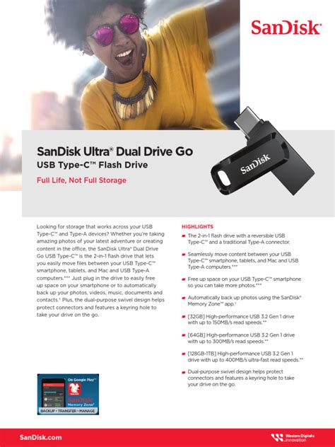 Data Sheet Ultra Dual Drive Go Usb 3 1 Type C Pdf Usb Usb Flash Drive