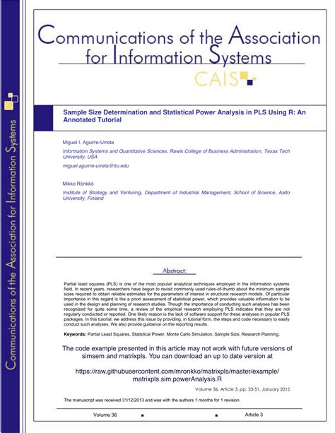 Pdf Sample Size Determination And Statistical Power Analysis In Pls Using R An Annotated Tutorial
