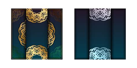 타이포그래피를 위해 준비된 그리스 골드 패턴의 그라데이션 블루 그라데이션 브로셔 템플릿 0명에 대한 스톡 벡터 아트 및 기타