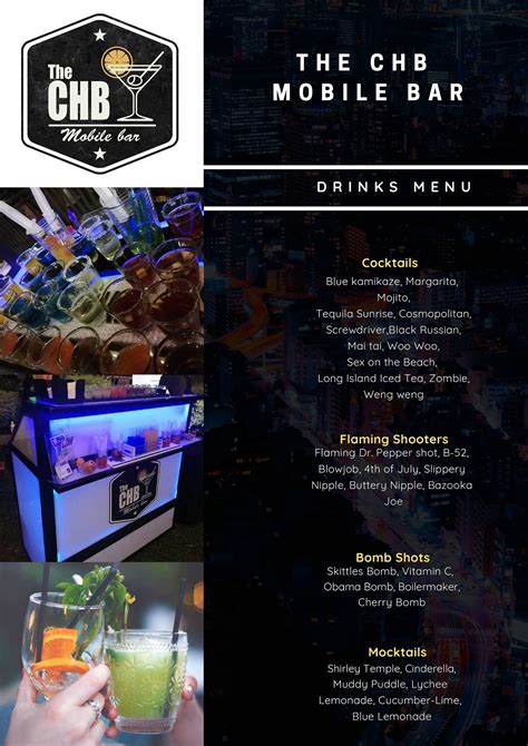 Chb Mobile Bar The Chb Mobile Bar Drinks Menu 🍷🍹🍾