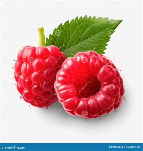 Raspberry Isolated Raspberries With Leaf Isolate Raspberry With Leaf Isolated On White Side