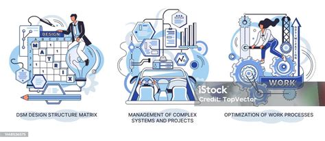 Dsm 설계 구조 매트릭스 복잡한 시스템 및 프로젝트 관리 작업 프로세스 최적화 개념에 대한 스톡 벡터 아트 및 기타 이미지 개념 개발 개선 Istock