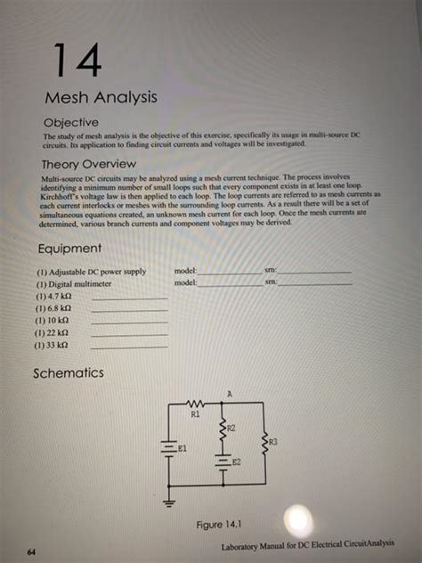 Solved Mesh Analysis Objective The Study Of Mesh Analysis Chegg Com