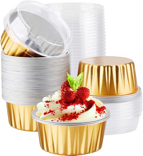 Mini Aluminum Foil Cupcake Baking Cups With Lids 40pcs