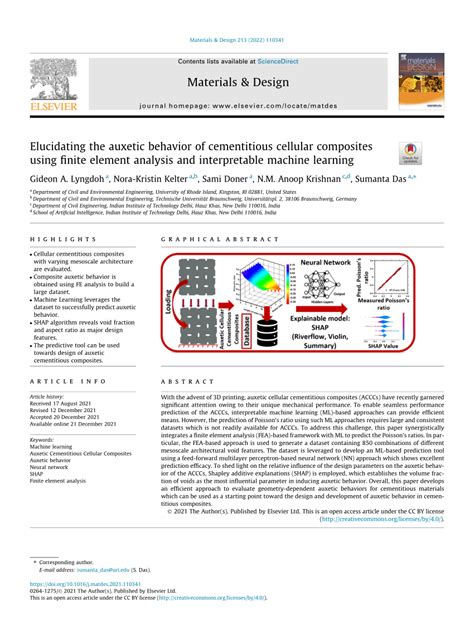 Pdf Elucidating The Auxetic Behavior Of Cementitious Cellular Composites Using Finite Element