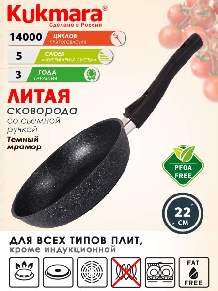 Сковорода Kukmara Для газовых плит Мраморная Алюминий_темный мрамор_17 ...