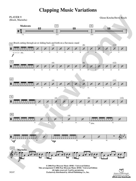 Clapping Music Variations 9th Percussion Part Digital Sheet Music