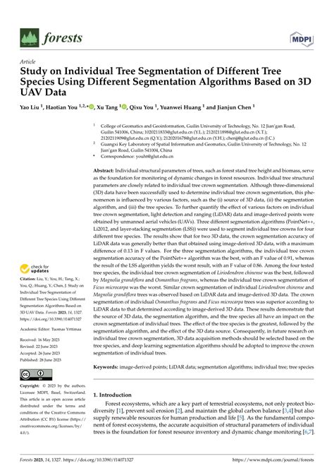 Pdf Study On Individual Tree Segmentation Of Different Tree Species