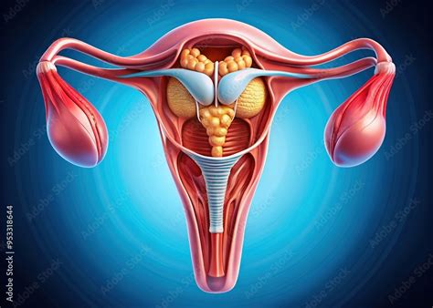 Illustration Of A Female Reproductive System Showing A Uterus Prolapse