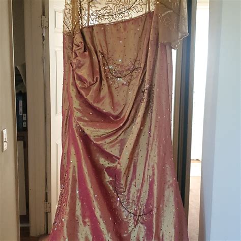 Elegant Dress Mustard Shiny Bronze Color Gem