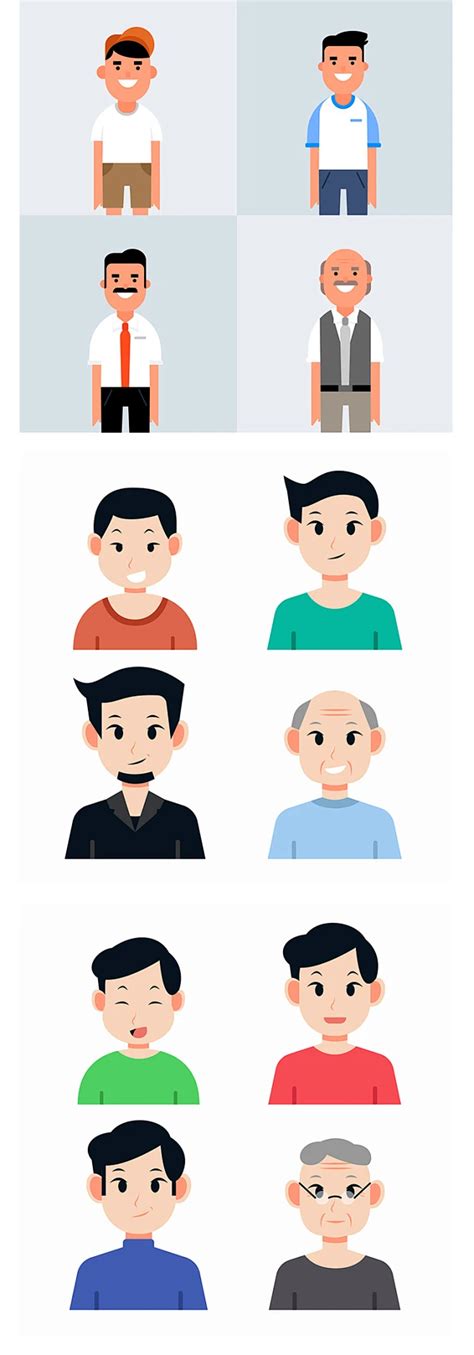 扁平人物阶段成长过程不同年龄人像全身男女头像插画ai矢量素材 淘宝网 花瓣网