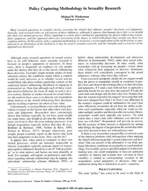 Pdf Policy Capturing Methodology In Sexuality Research Pdf Policy Capturing Methodology In Sexuality Research