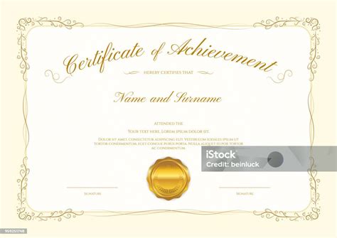 우아한 테두리 프레임 졸업 또는 수료 디플로마 디자인 럭셔리 인증서 템플릿 학위에 대한 스톡 벡터 아트 및 기타 이미지 학위 감탄 골동품 Istock