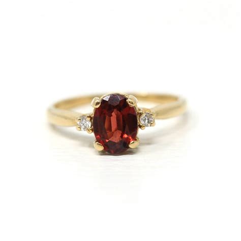 Genuine Garnet Ring Modern Estate 14k Yellow Gold Oval Cut Red Gemst
