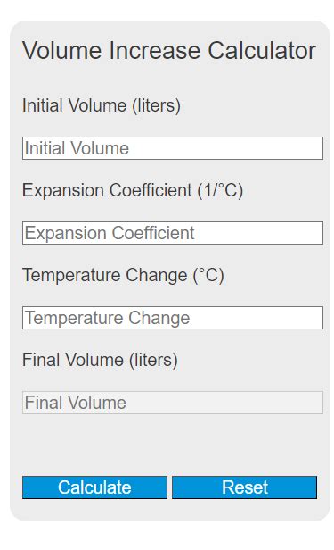 Volume Increase Calculator Calculator Academy
