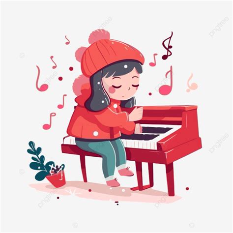 음악 크리스마스 벡터 겨울 만화에서 피아노를 연주하는 소녀의 스티커 클립 아트 그림 상표 클립 아트 Png 일러스트 및 벡터 에 대한 무료 다운로드 Pngtree