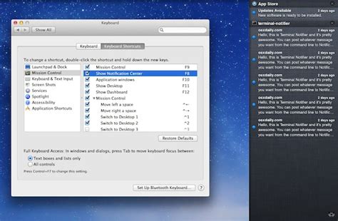 Open Notification Center With A Keyboard Shortcut In Mac Os X