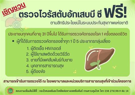 ประชาสัมพันธ์การตรวจคัดกรองไวรัสตับอักเสบ บี และ ซี ตามสิทธิประโยชน์ในระบบหลักประกันสุขภาพ พ ศ 2566