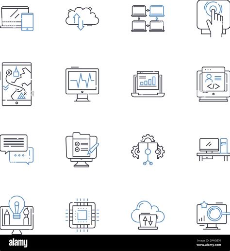 E Devices Line Icons Collection Smartph Tablet Laptop Desktop Smartwatch E Reader Gaming