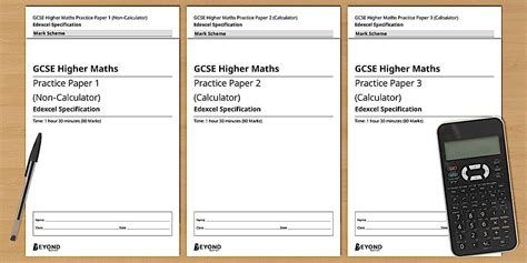 Gcse Maths Specimen Papers 1 2 And 3 Higher Set B Edexcel Specification