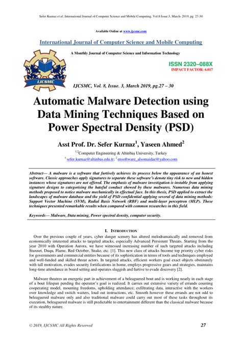 Pdf Automatic Malware Detection Using Data Mining Techniques Based On