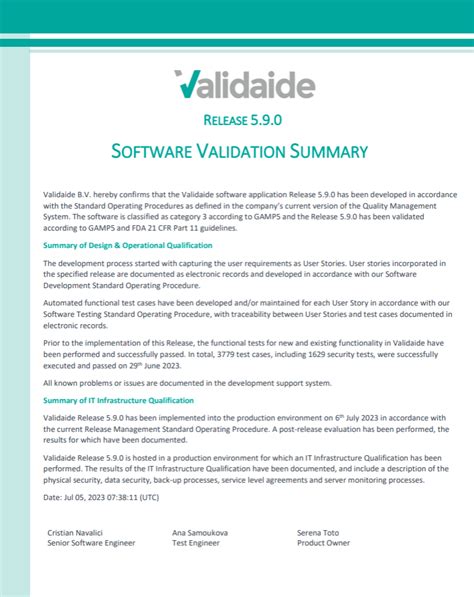 5 9 0 Validation Summary Report Validaide Help Center