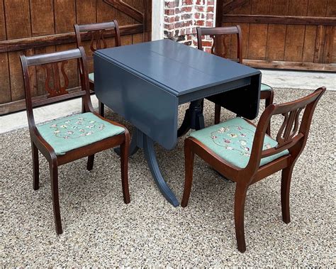 Duncan Phyfe Drop Leaf Table And Chair Set Vintage Table Sage Green