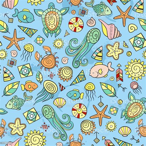 Beach And Sea Doodles Stock Illustration Download Image Now