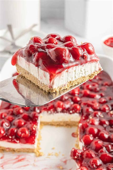 Cherry Delight Is An Easy No Bake Dessert With A Graham Crumb Base