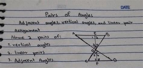 DATE Pairs Of Angles Adjacent Angles Vertical StudyX