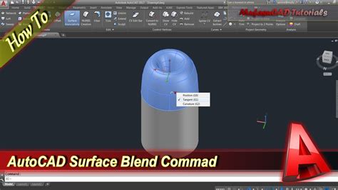 Autocad How To Use Surface Blend Command Youtube