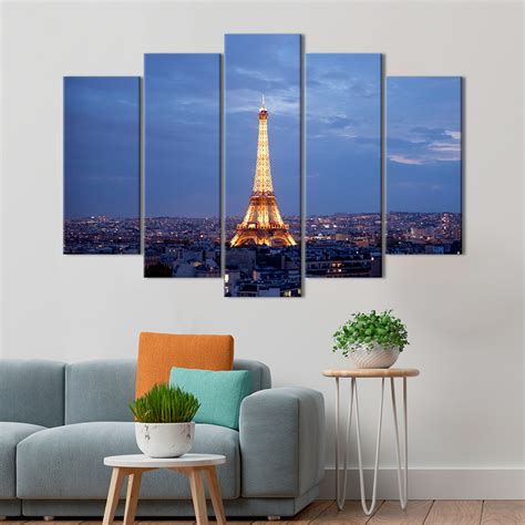 Настінний декор ідея для подарунку картина на полотні картина в офіс Сяюча Ейфелева вежа у