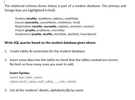 [solved] database sql the relational schema sho
