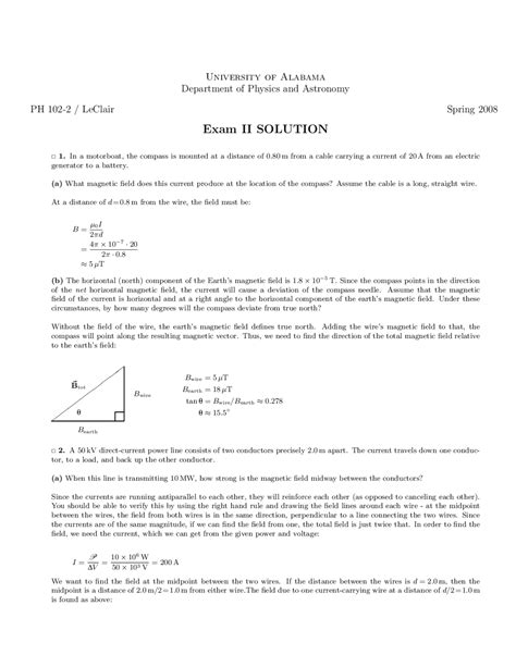 Test Ii With Answer Key General Physics Ii Ph 102 Docsity