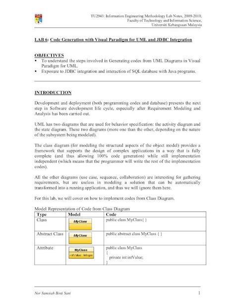 PDF LAB Code Generation With Visual Paradigm For UML And JDBC DOKUMEN TIPS