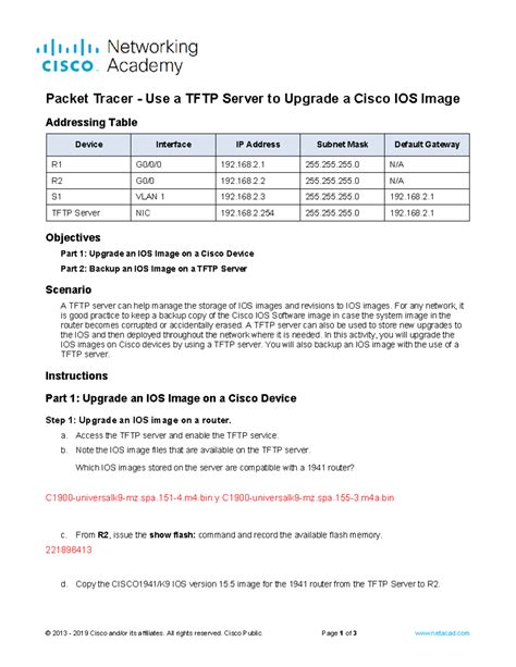 1076 Packet Tracer Use A Tftp Server To Upgrade A Cisco Ios Image Packet Tracer Use A