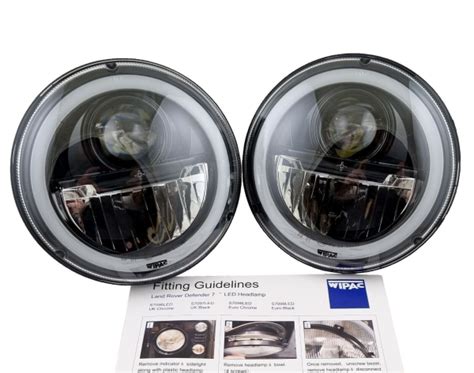 Classic Mini 7″ Wipac Led Headlights Headlamps And Halo Black Rhd Pair S7097led Old Skool Minis Ltd