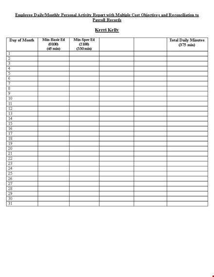Employee Daily Activity Report Template Track And Monitor Employee Activities Daily Monthly
