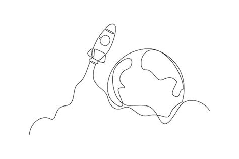 Premium Vector Continuous One Line Drawing Astronaut Planet And Space Object Space Concept