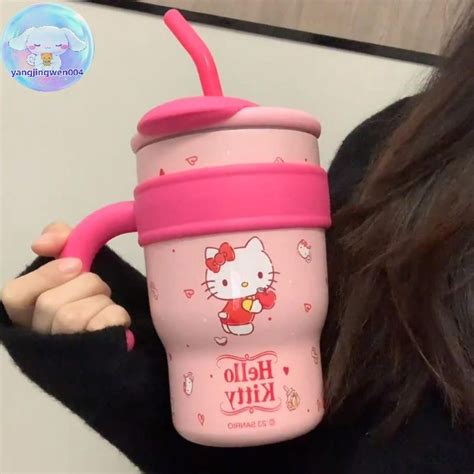 หยางเหวิน การ์ตูนถ้วยน้ําสแตนเลสน่ารัก 700มล ขวดน้ําฉนวนความจุขนาดใหญ่ฟางกระติกน้ําร้อนถ้วย