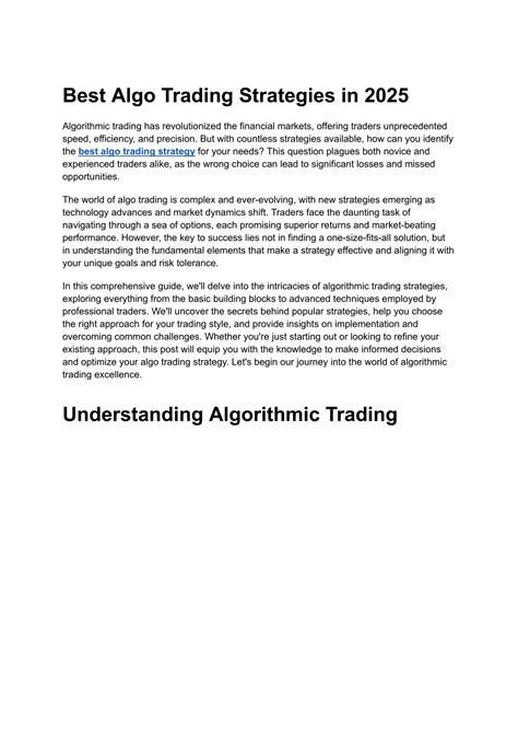 Ppt Best Algo Trading Strategies In 2025 Powerpoint Presentation