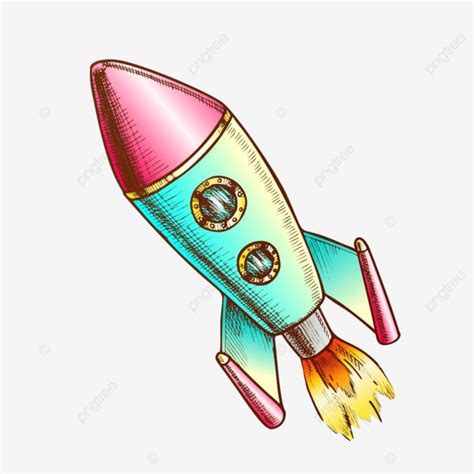 Space Rocket Launch Vector Art Png Space Exploring Launch Rocket Color Vector Color