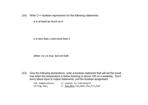 Solved Write C Boolean Expressions For The Following Chegg