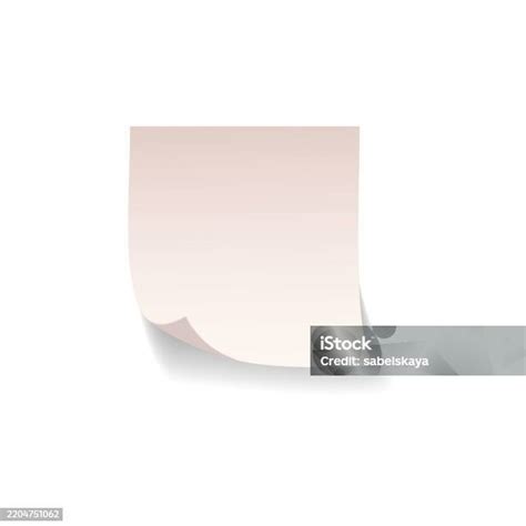 베이지 색 종이 스티커 노트 벡터 현실적인 스틱 노트 컬링 된 모서리 및 그림자 접착 시트 알림 사각형 빈 0명에 대한 스톡 벡터 아트 및 기타 이미지 Istock