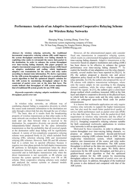 Pdf Performance Analysis Of An Adaptive Incremental Cooperative