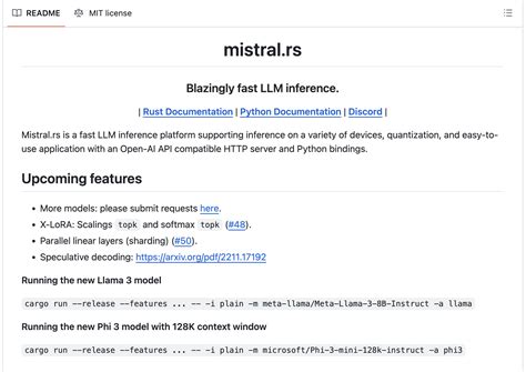 mistral rs a lightning fast llm inference platform with device support