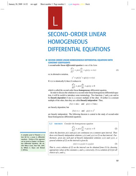 Second Order Linear Homogeneous Differential Equations