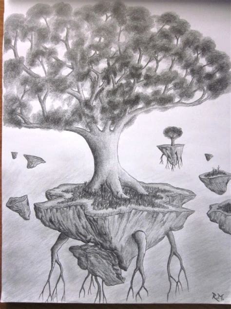 Floating Tree Drawing By Zelwomut DragoArt