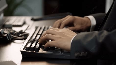man is typing on a keyboard background businessmans hand hitting the